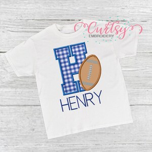 Monogram Football Applique Design / Letter H Football Embroidery Design ...