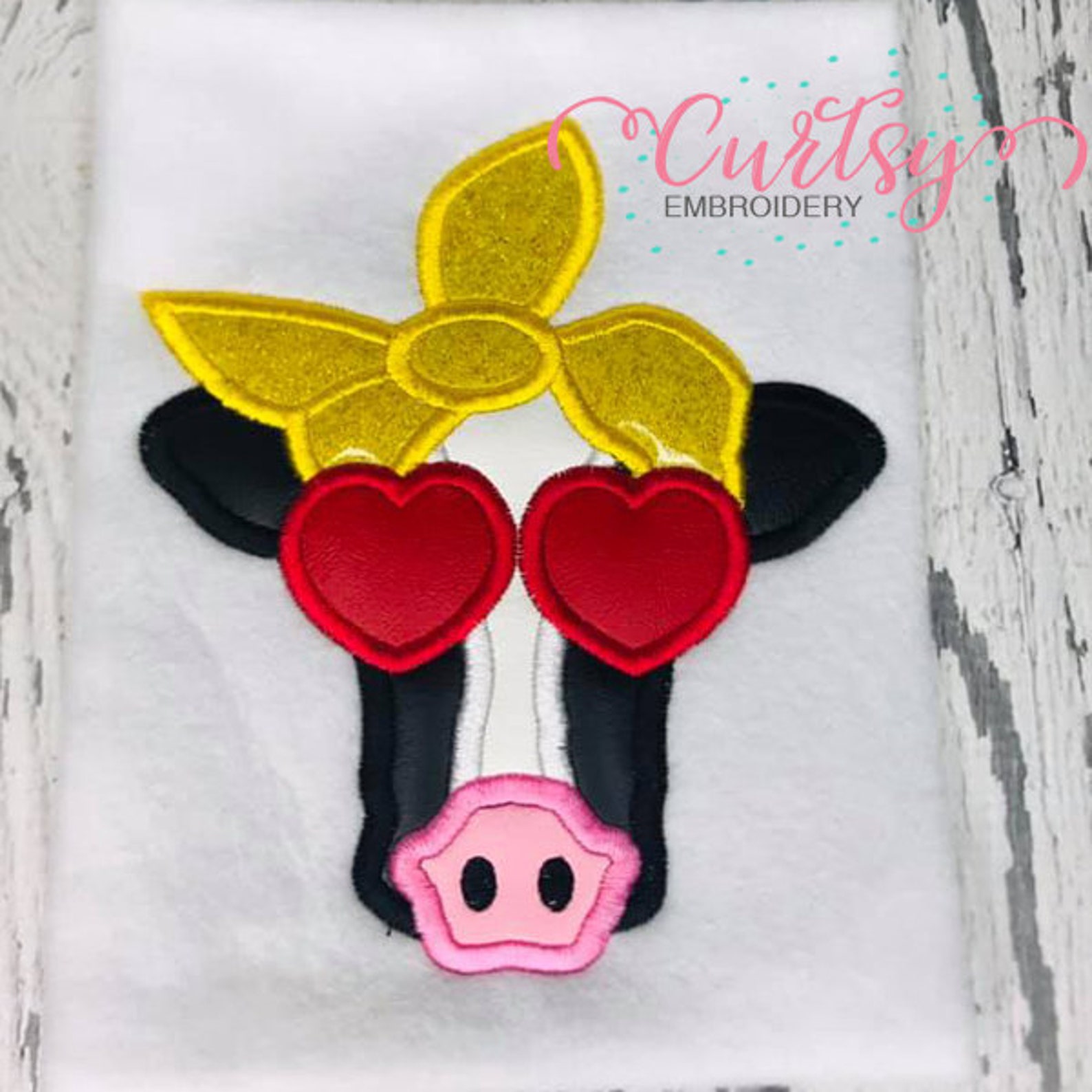 Cow Face Applique Design / Heifer With Bow Applique Embroidery - Etsy