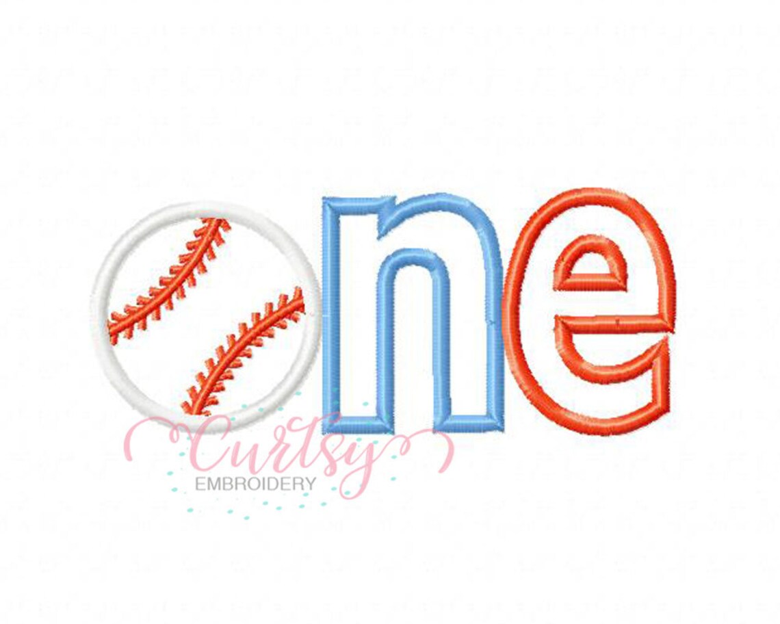 One Baseball Birthday Applique / Baseball First Birthday / - Etsy