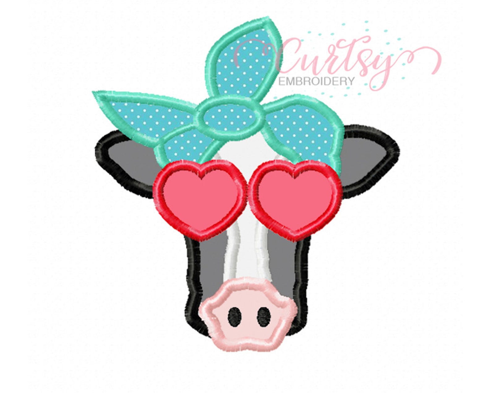 Cow Face Applique Design / Heifer With Bow Applique Embroidery - Etsy