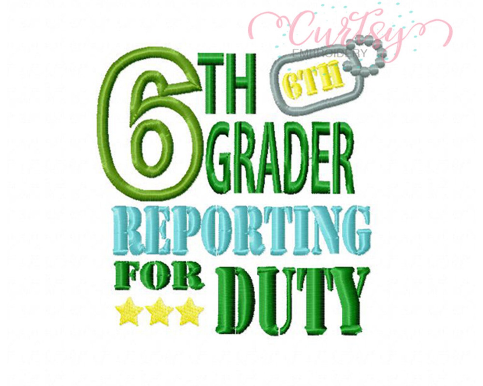 6th Grade Applique Design / Back to School Embroidery Design / - Etsy