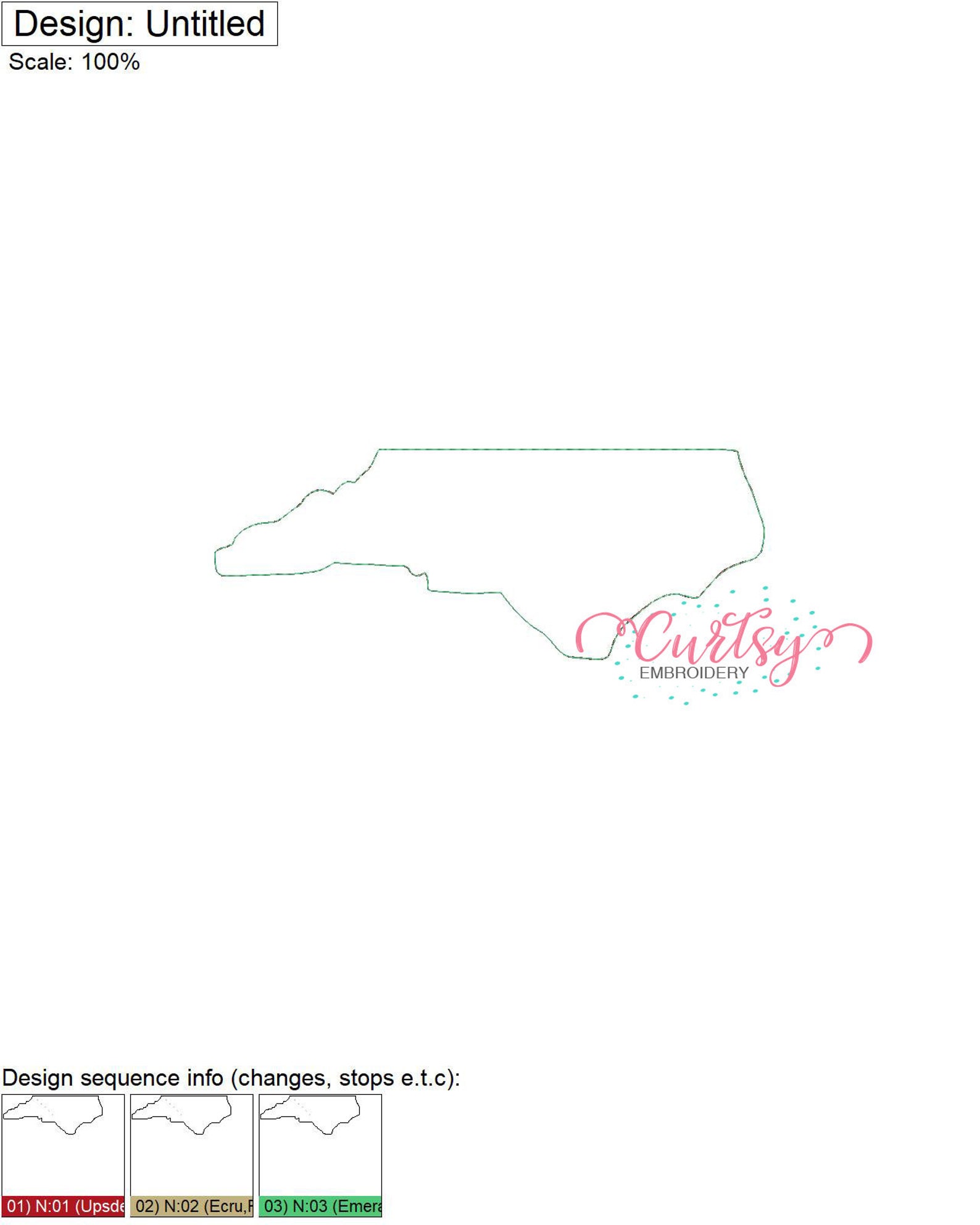 North Carolina Raggy Embroidery Applique Design in 16 Sizes / North ...