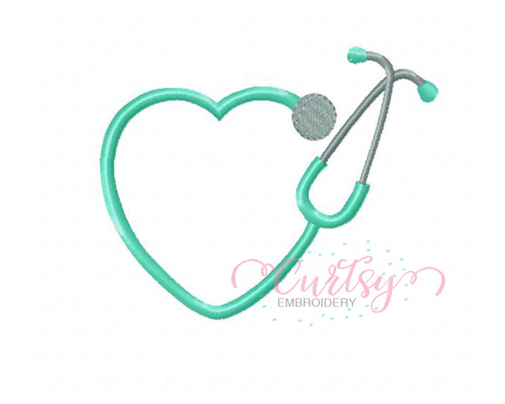 Heart Stethoscope Embroidery Design / Heart Stethoscope Monogram ...