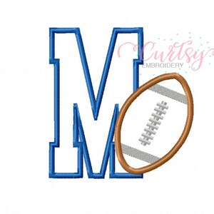 Monogram Football Applique Design / Letter M Football Embroidery Design ...