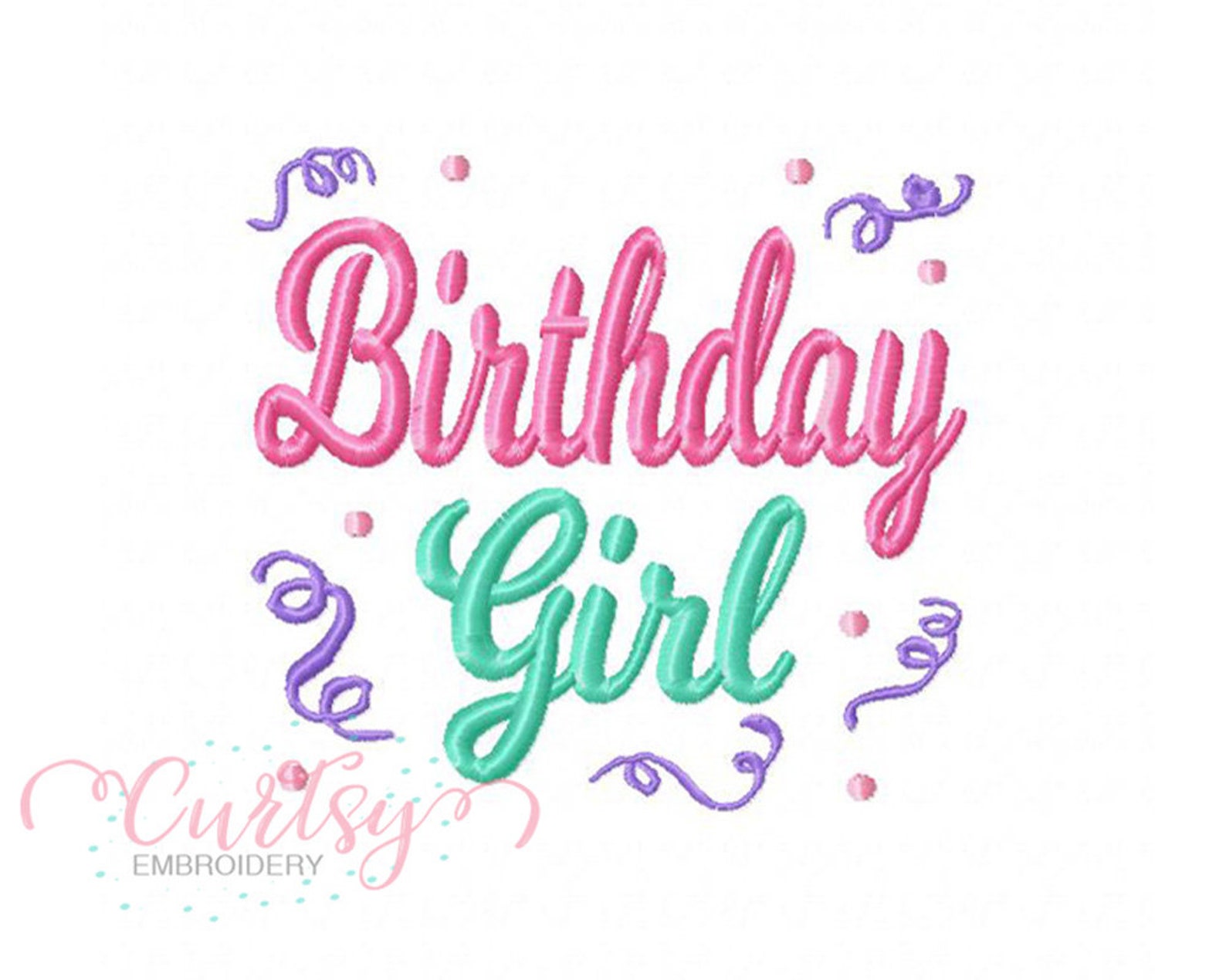 Birthday Girl Embroidery Design / Birthday Embroidery Design for Girls ...