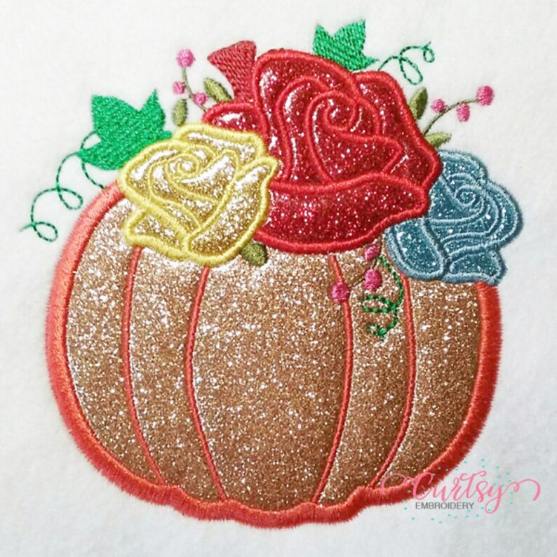 Pumpkin Applique Design / Pumpkin With Flowers Applique Design - Etsy