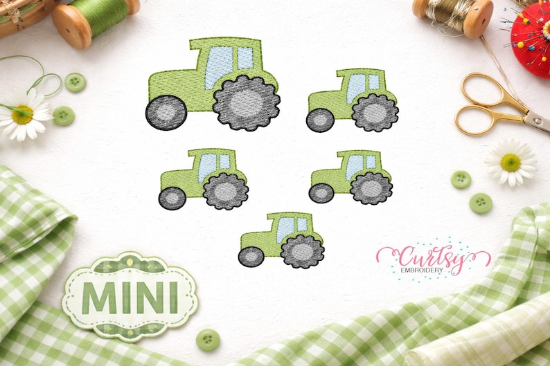 Tractor Mini Embroidery Design, Farm Tractor Embroidery File, 5 Sizes ...