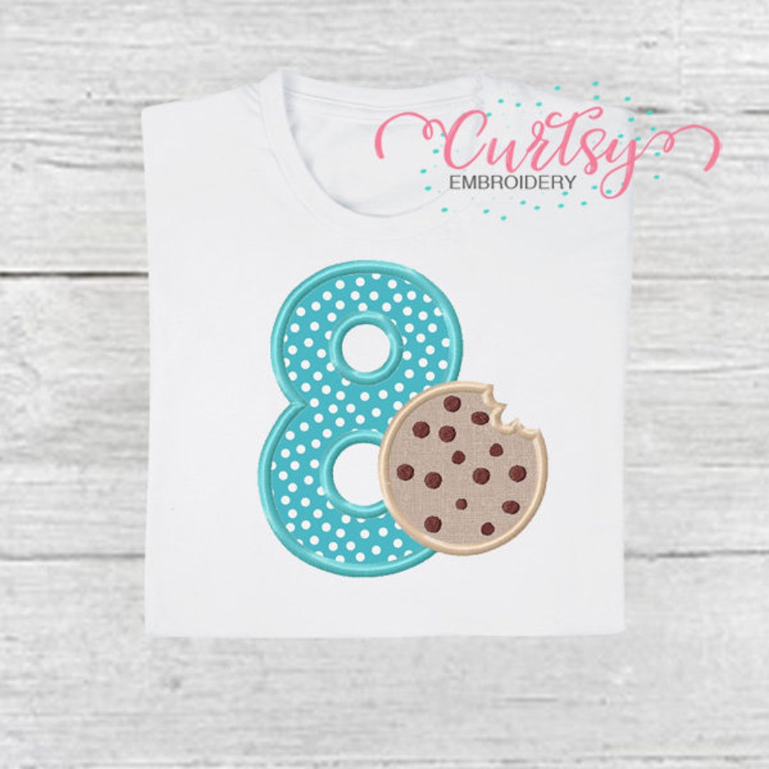 Eighth Birthday Chocolate Chip Cookie Applique Design / Cookie Applique ...