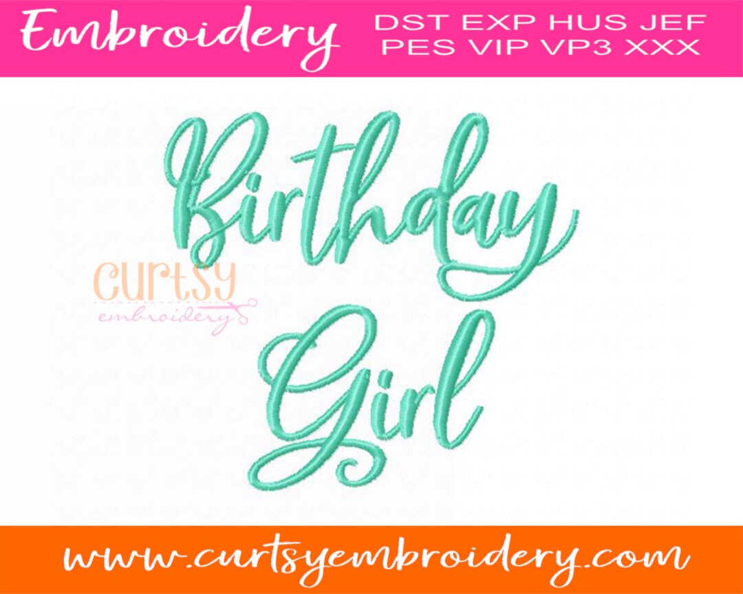 Birthday Girl Embroidery Design / Birthday Embroidery / Girl Birthday ...