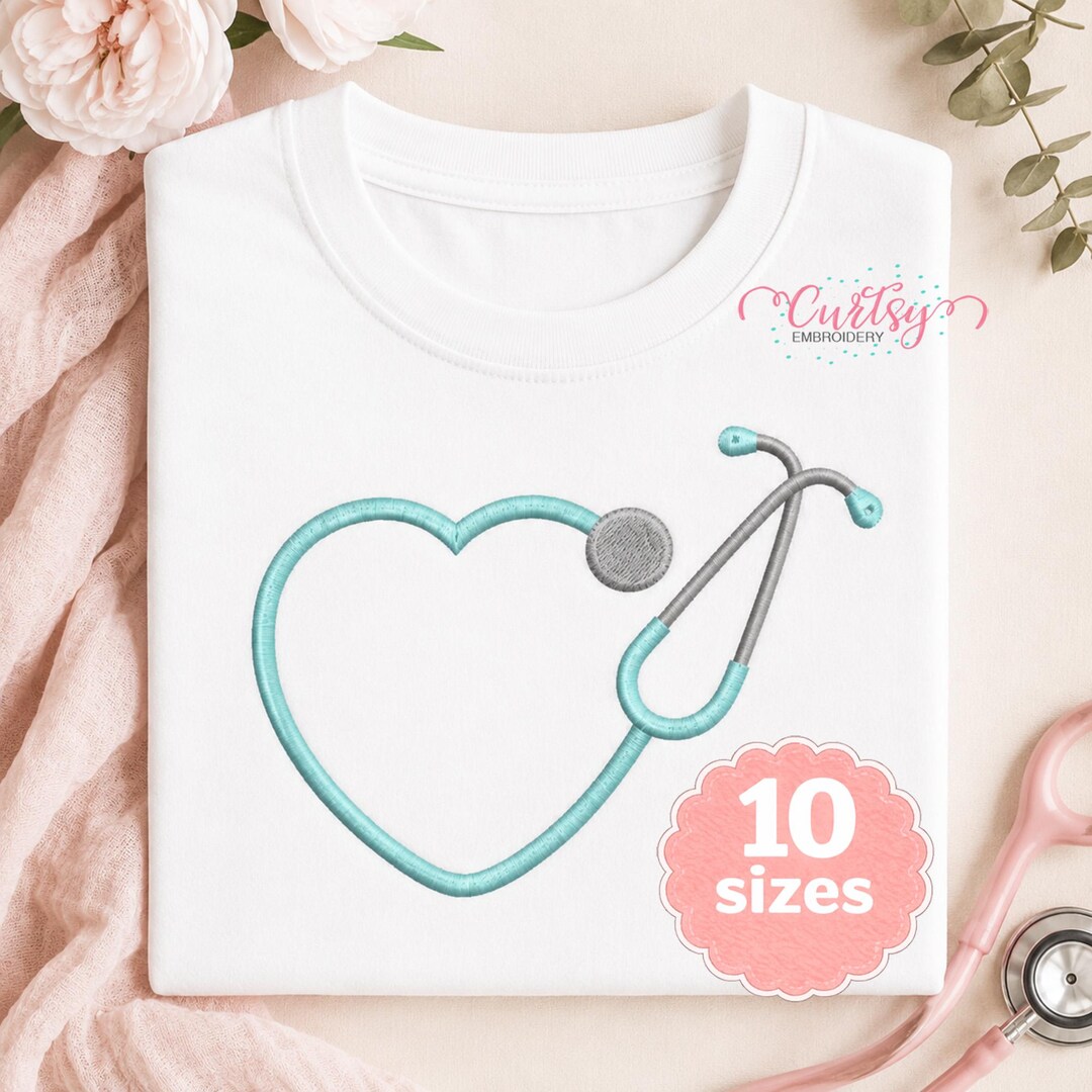 Heart Stethoscope Embroidery Design, Nurse Monogram Embroidery File ...