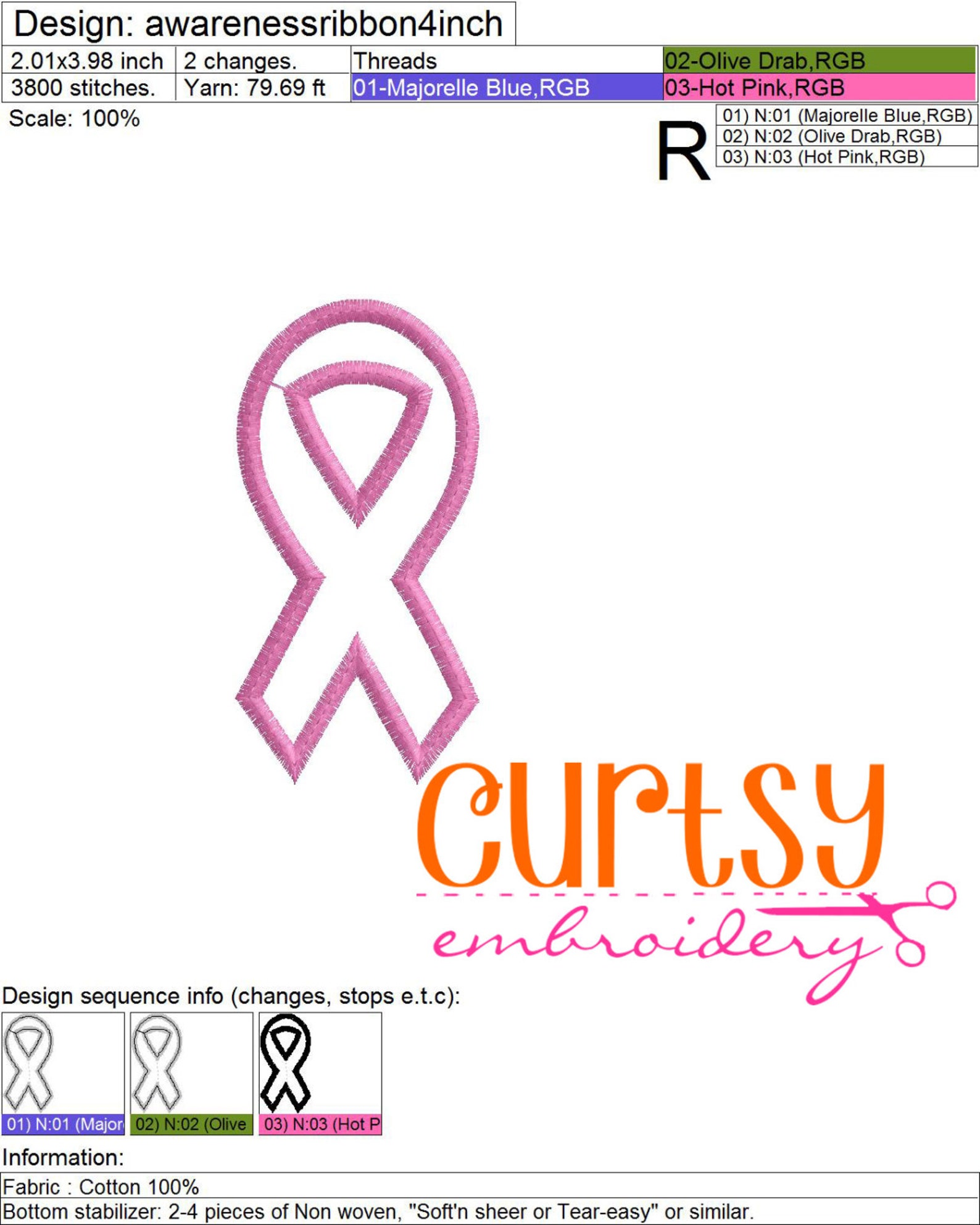 Awareness Ribbon Applique Awareness Ribbon Embroidery 4 - Etsy