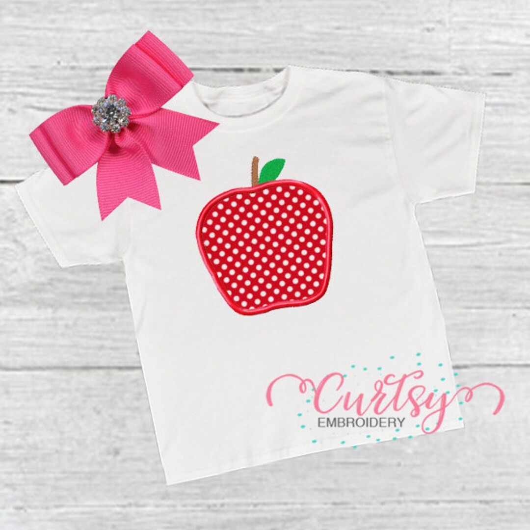Apple Embroidery Design / Apple Applique Design / Back to School ...