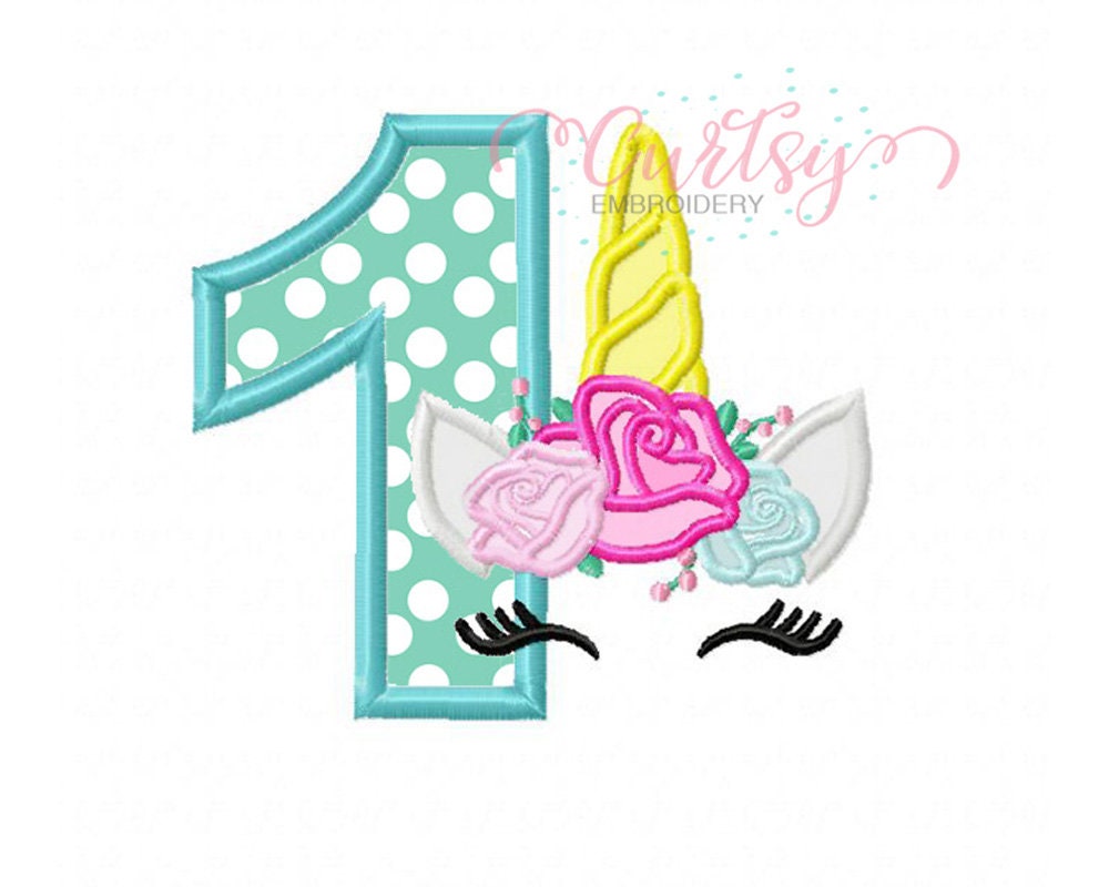 Unicorn Birthday Embroidery Design / Unicorn Applique Embroidery Design ...