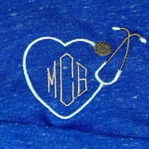 Heart Stethoscope Embroidery Design, Nurse Monogram Embroidery File ...