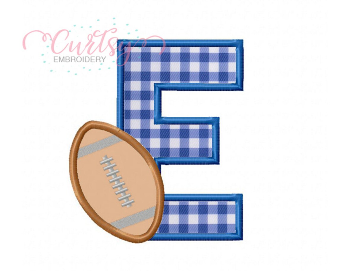 Monogram Football Applique Design / Letter E Football Embroidery Design ...