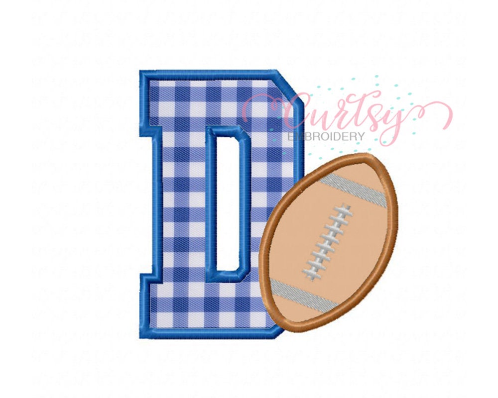 Monogram Football Applique Design / Letter D Football Embroidery Design ...