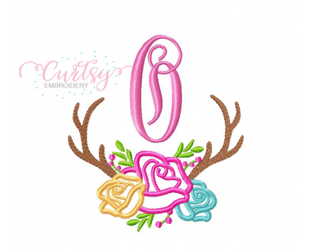 Antler Monogram Embroidery Design / Boho Monogram Frame / Antlers With ...
