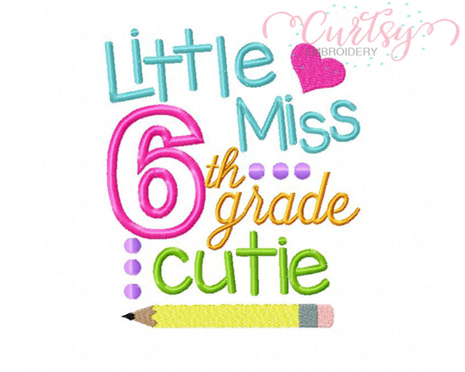 6th Grade Applique Design / Back to School Embroidery Design / | Etsy