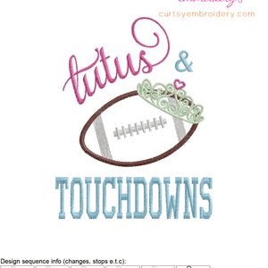 Tutus and Touchdowns Embroidery Design Tutus and Touchdowns | Etsy