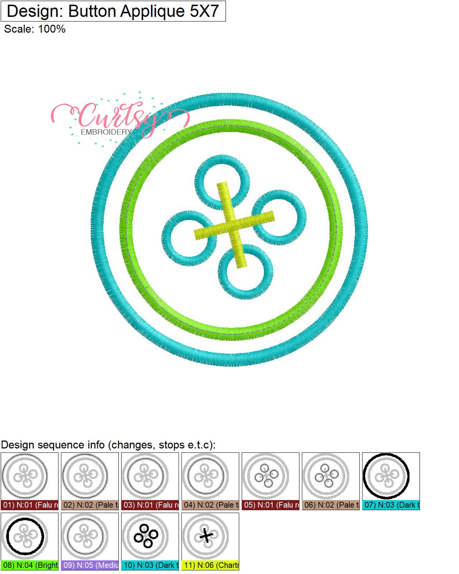 Button Applique Embroidery Design / Button Machine Embroidery | Etsy