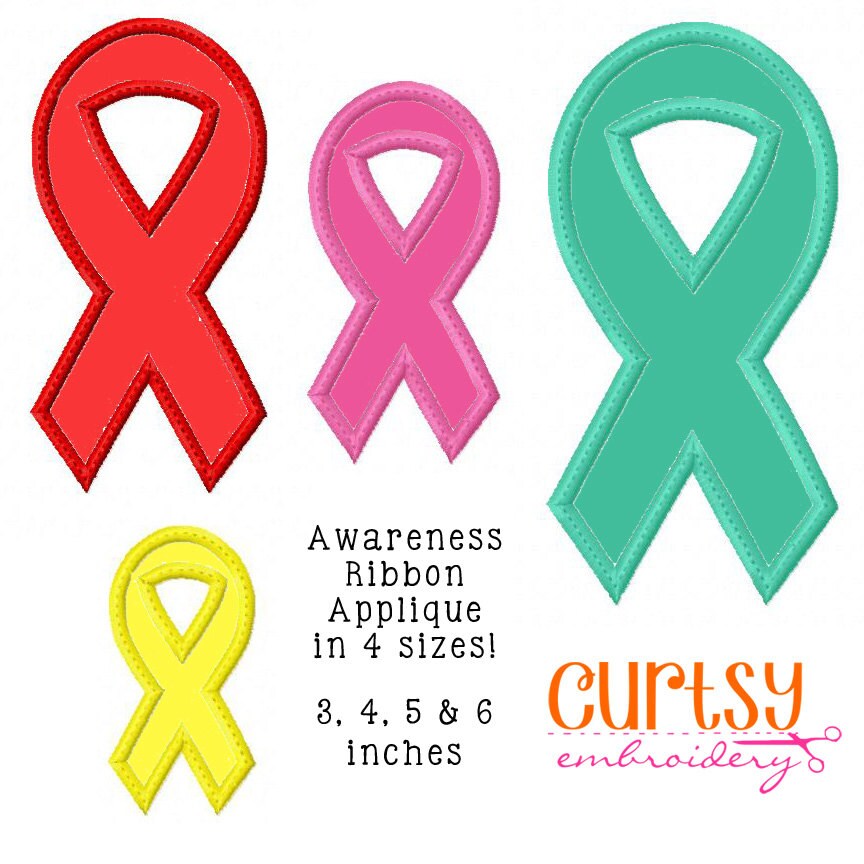 Awareness Ribbon Applique Awareness Ribbon Embroidery 4 - Etsy