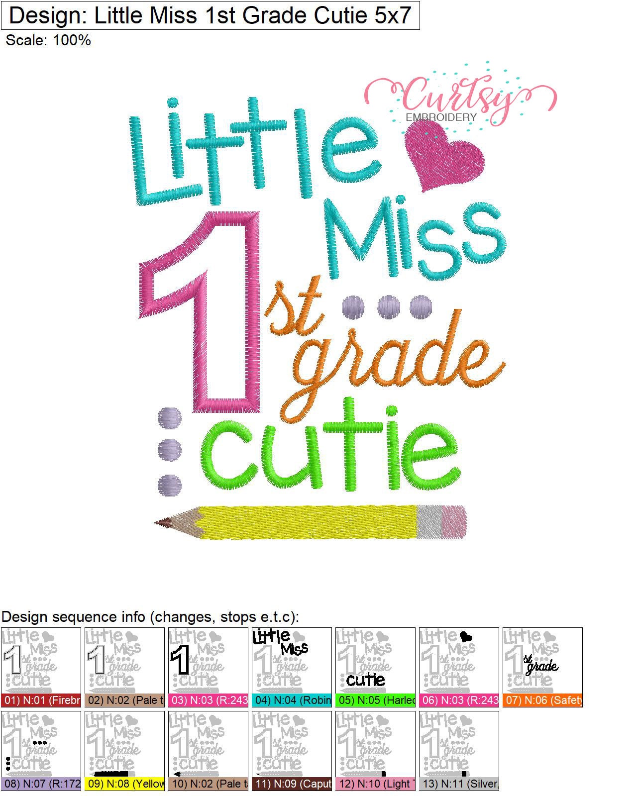 1st Grade Applique Design / Back to School Embroidery Design / School ...