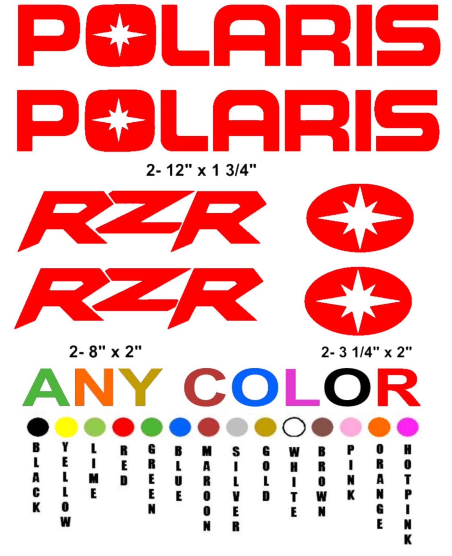 POLARIS RZR stickers decals any color quad 4x4 | Etsy