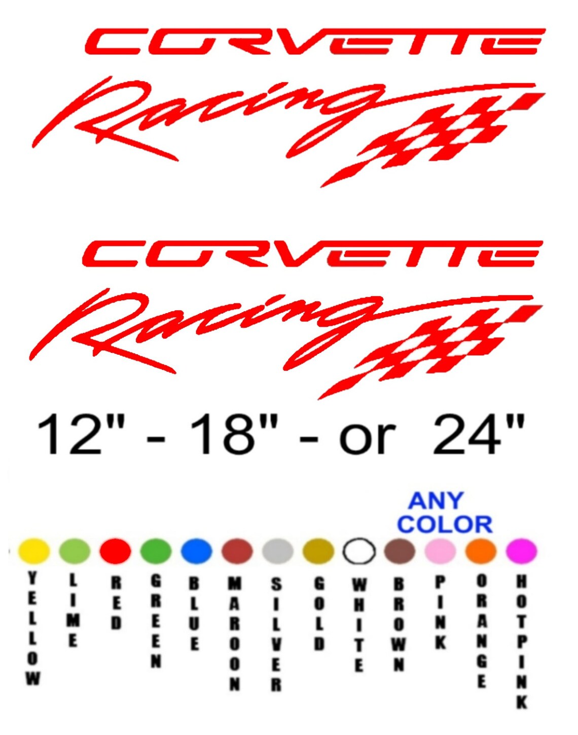 Corvette Racing Stickers Decals ANY COLOR Any Size - Etsy