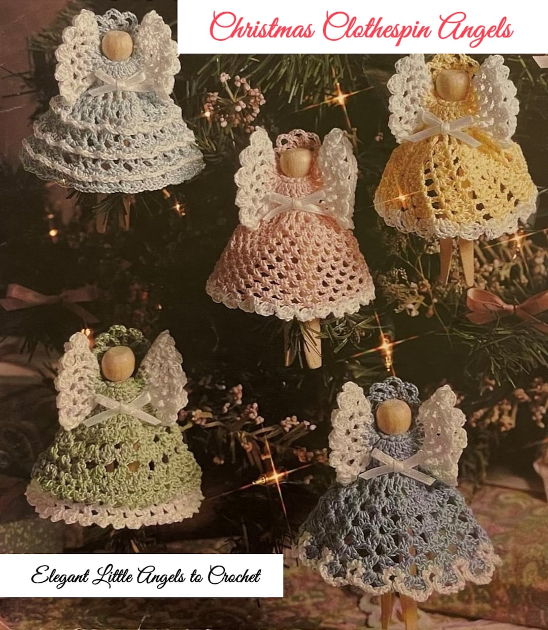 Christmas Clothespin Angels - CROCHET PATTERNS - Digital Download Pdf ...