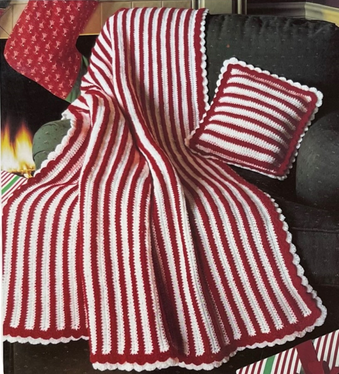 Candy Stripes / Peppermint Stripes Afghan CROCHET PATTERN Pdf - Vintage ...