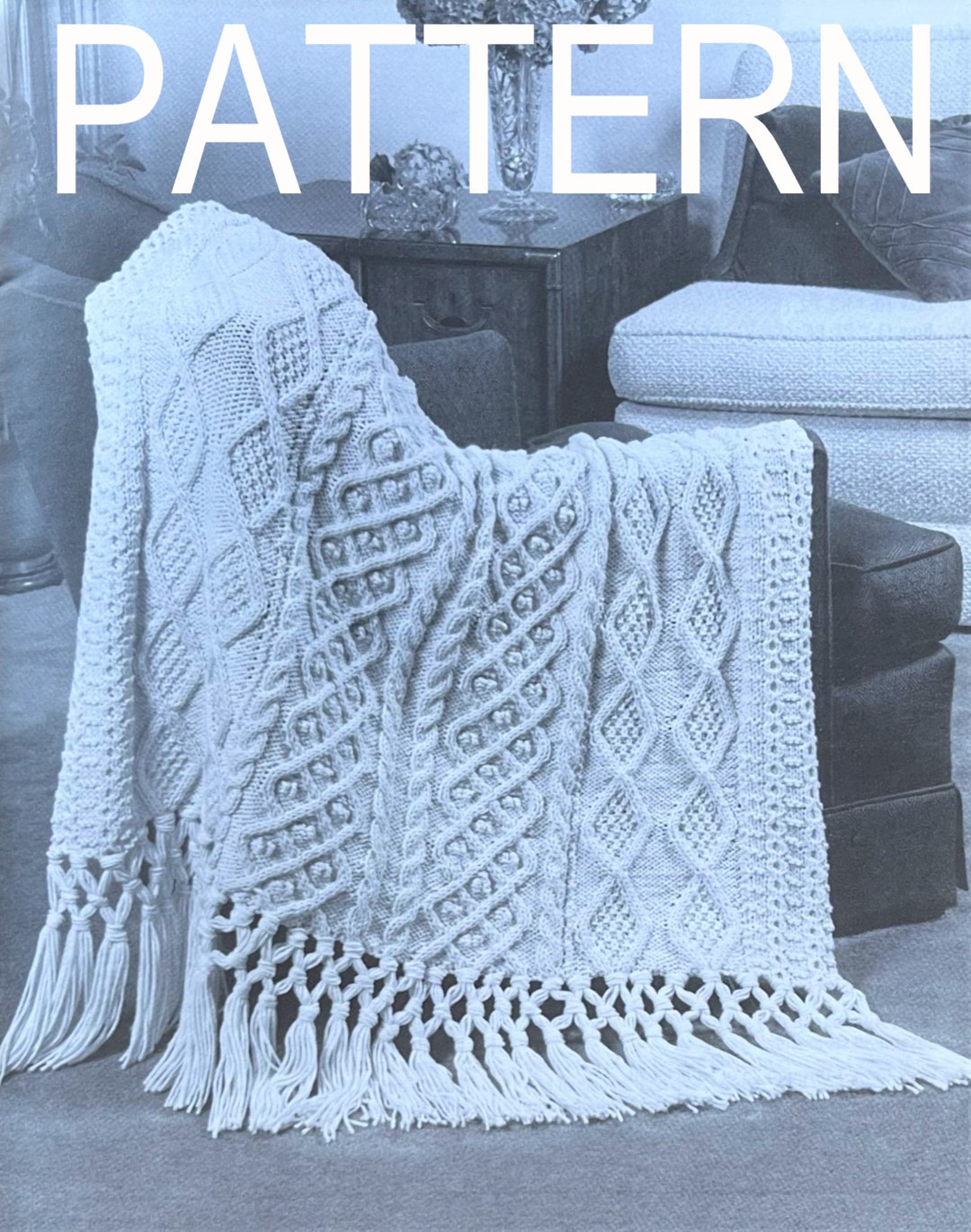 Fisherman's Afghan KNIT PATTERN / Cable Afghan / Knitting Pattern ...