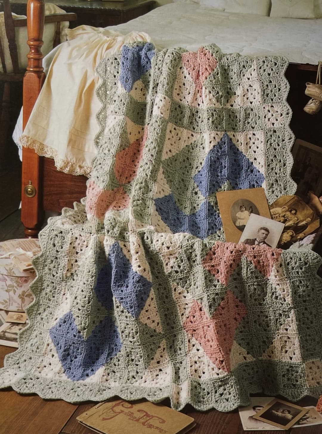 Diamonds & Scallops Afghan - CROCHET PATTERN Pdf - Vintage 1996 - Etsy