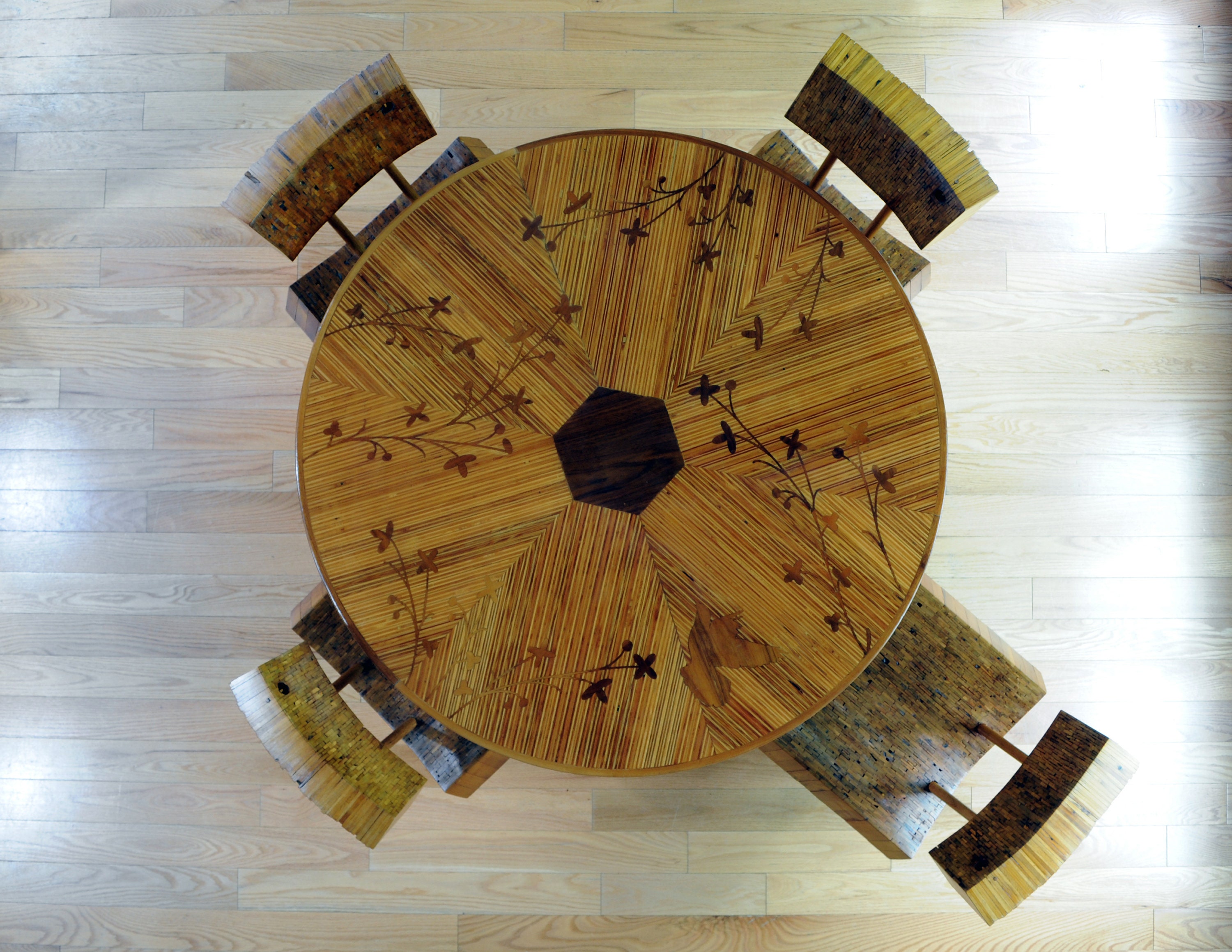 Inlaid Wood Round Table Targua Inlay Dining Table | Anthropologie UK