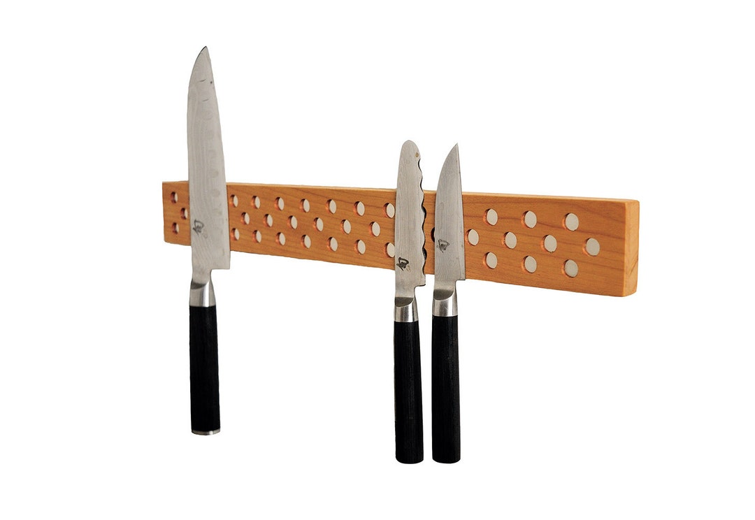 Contemporary Magnetic Knife Bar in Cherry. Super Strength Neodymium ...