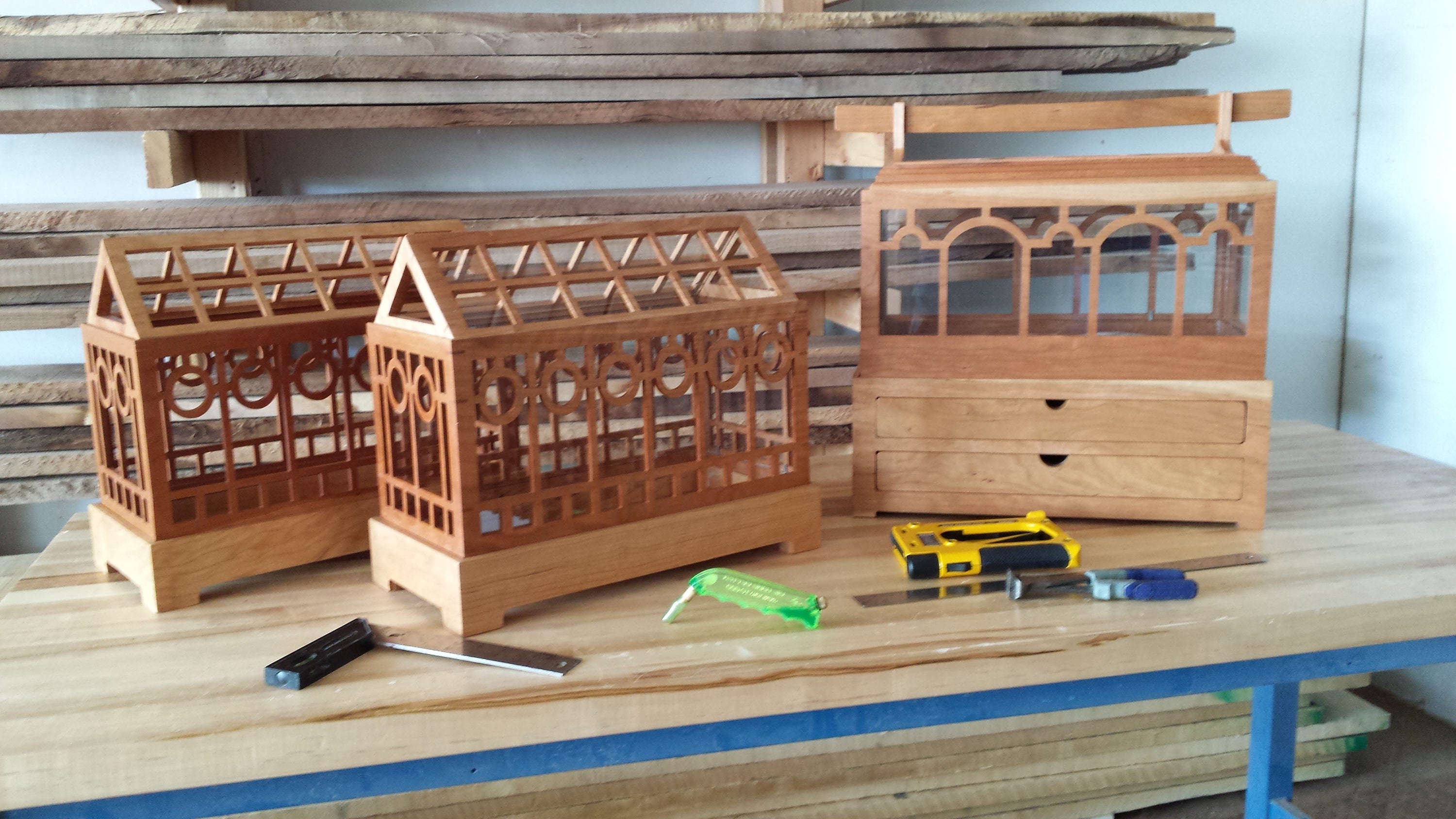 Solid Cherry Wardian Case with Drawer, Terrarium, Indoor Planter with 2 ...