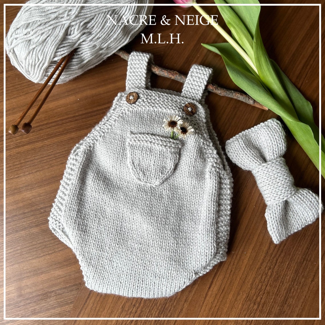 Knitting Pattern Easy Knitted Baby Romper 2-in-1 Romper With Pocket and ...