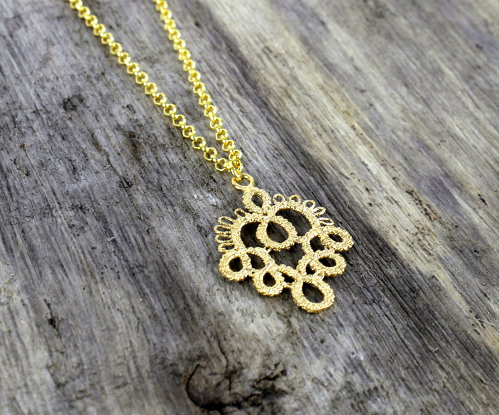 Grace - Gold Cast Lace Pendant Necklace - Etsy