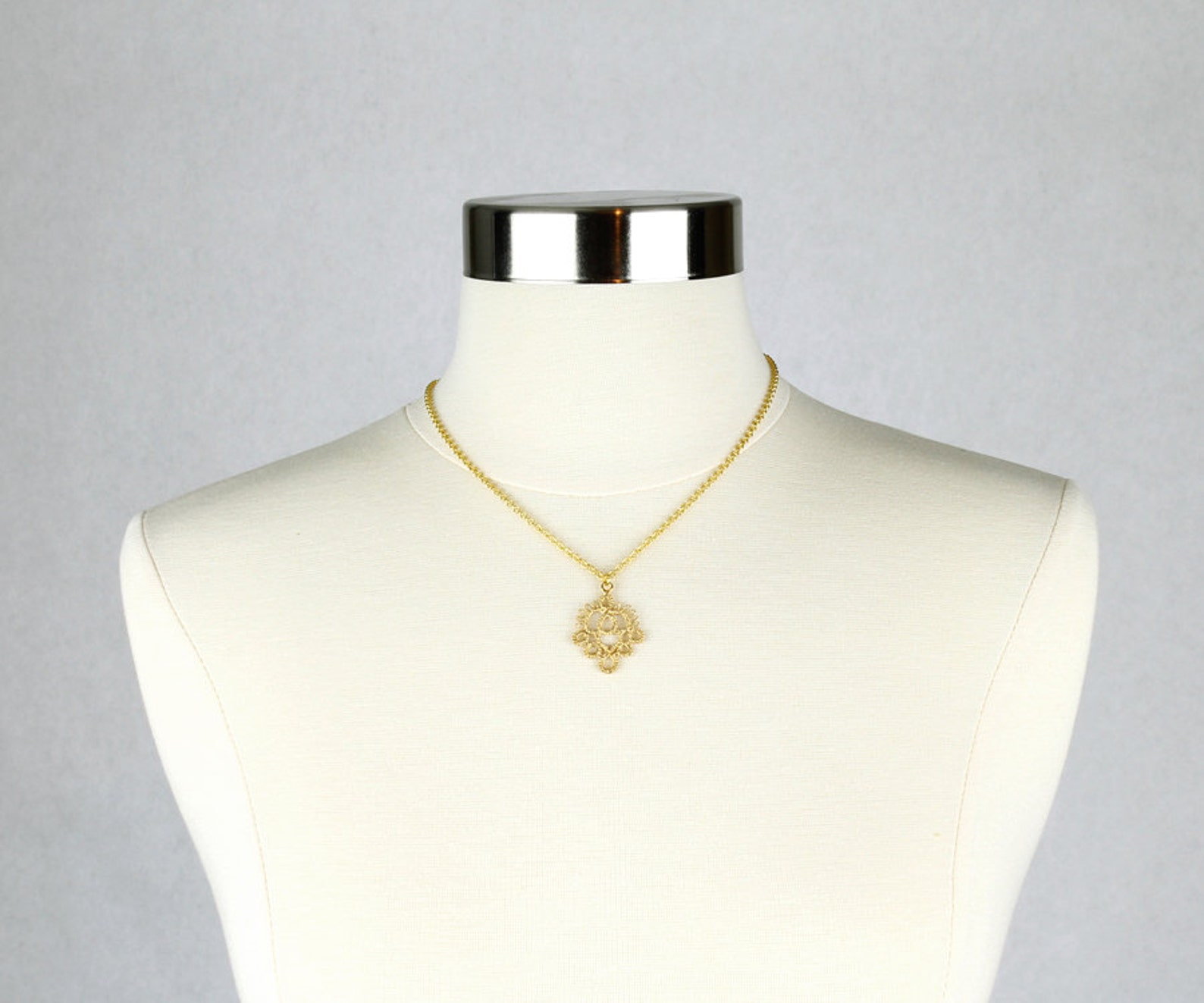 Grace - Gold Cast Lace Pendant Necklace - Etsy