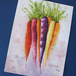 Spring Trends Rainbow Carrots Food Art Vegetable Watercolor Painting ...