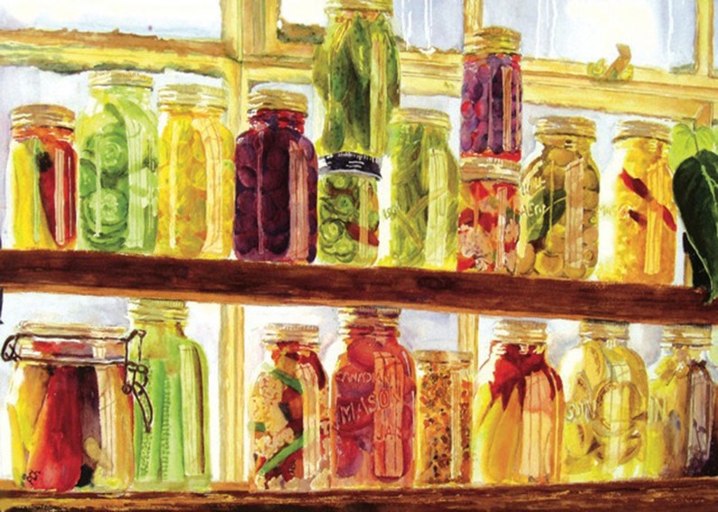 Canning Jars, Food Art Vegetables Pickles Watercolor Print 8 X 12 - Etsy