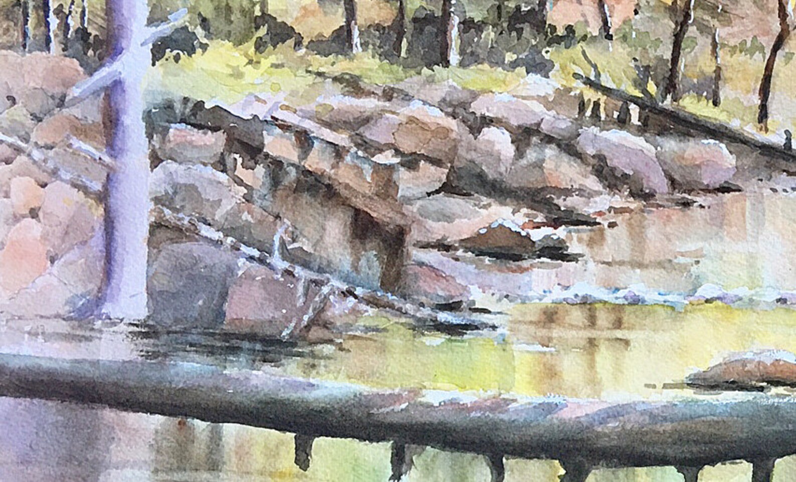 Fishing on the Sucker River Panoramic Landscape 11 X 20 Watercolor ...