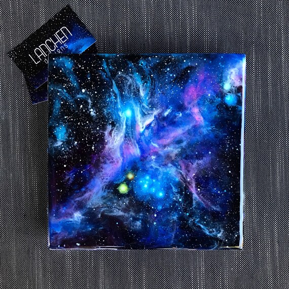 8x8 Cosmic Galaxy Space Acrylic Resin Art Painting | Etsy