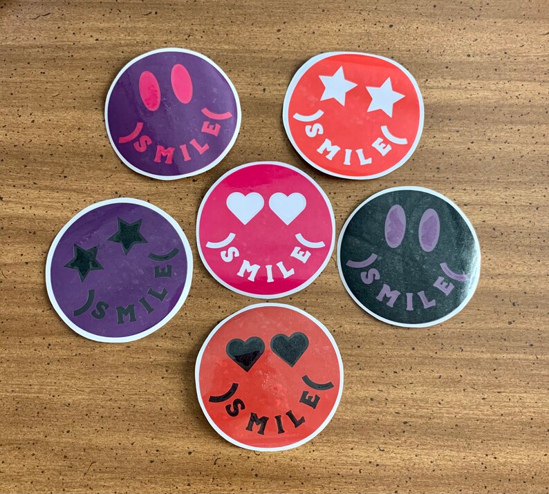 Customizable “SMILE - Smiley Face” Permanent Vinyl Sticker - Etsy