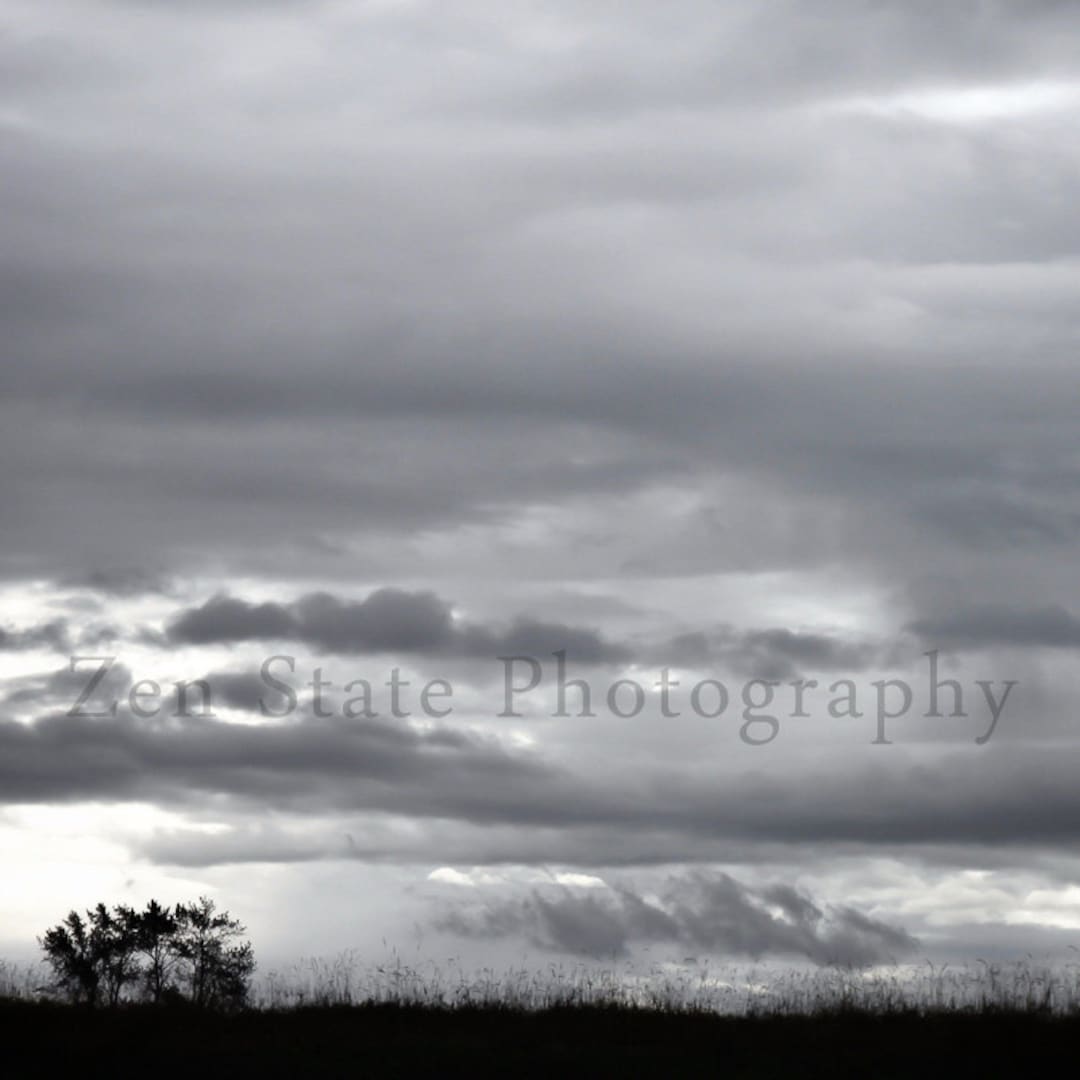 Silver Skies Landscape Print Wall Decor. Gray Clouds Print. Nature ...