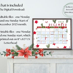 Country Christmas Stars December 2023 Editable One Month Calendar ...
