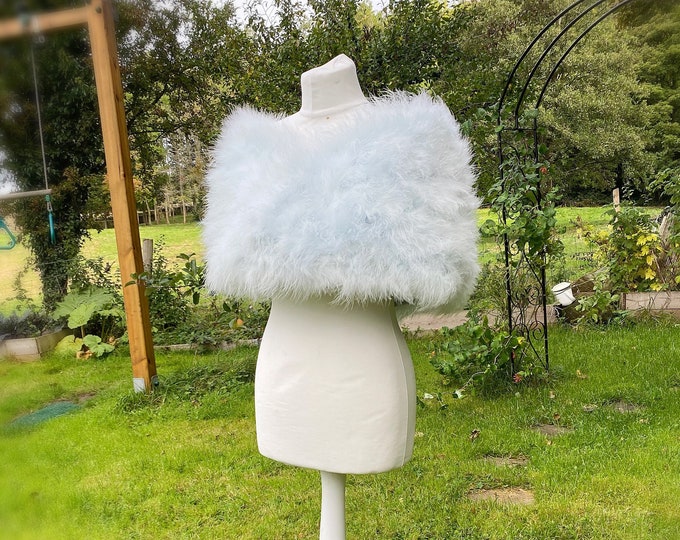 Something Blue Marabou Ostrich Feather Shawl, Powder Blue Bridal Cover ...