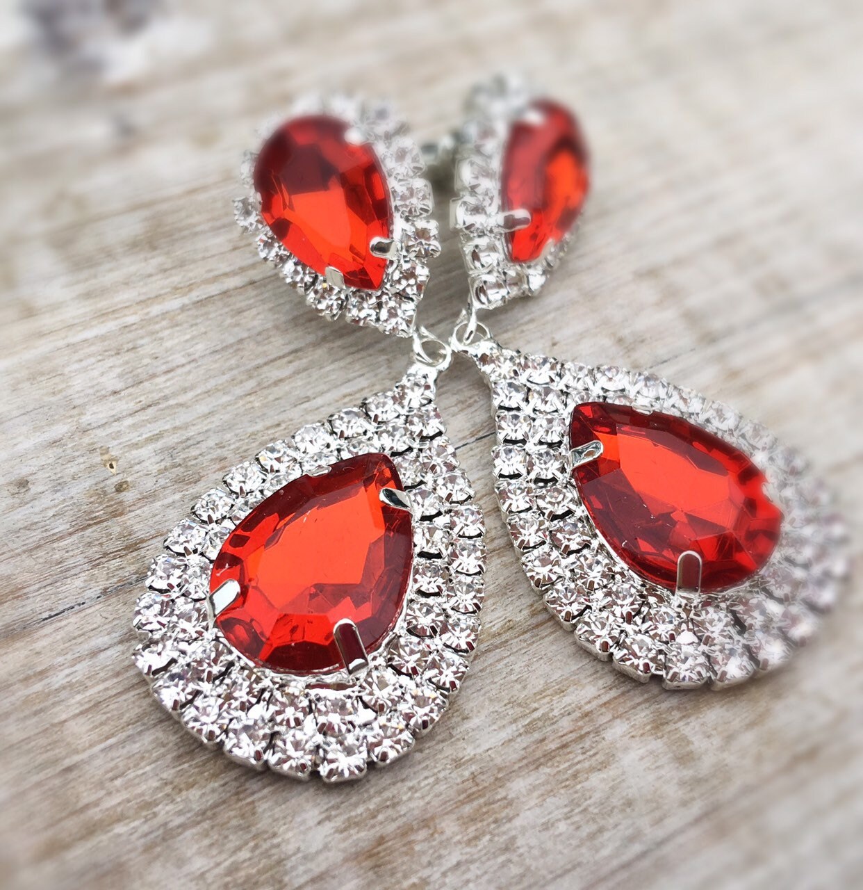Ruby Red Bridal Earrings Bridal Jewelry Red Chandelier Drop | Etsy