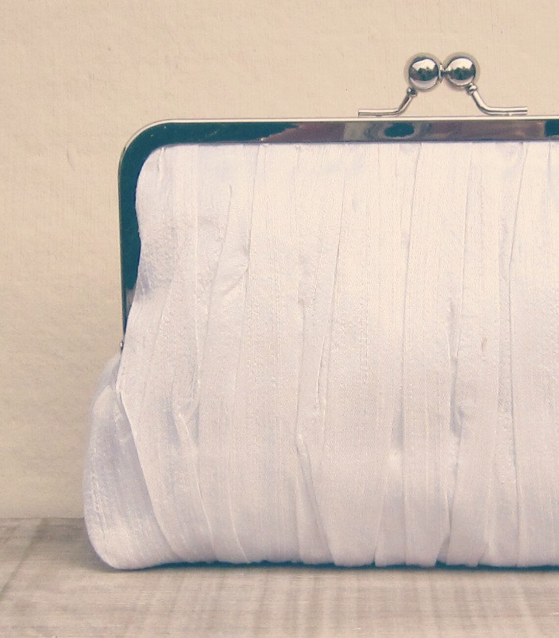 White Bridal Clutch White Clutch White Wedding Pleated | Etsy