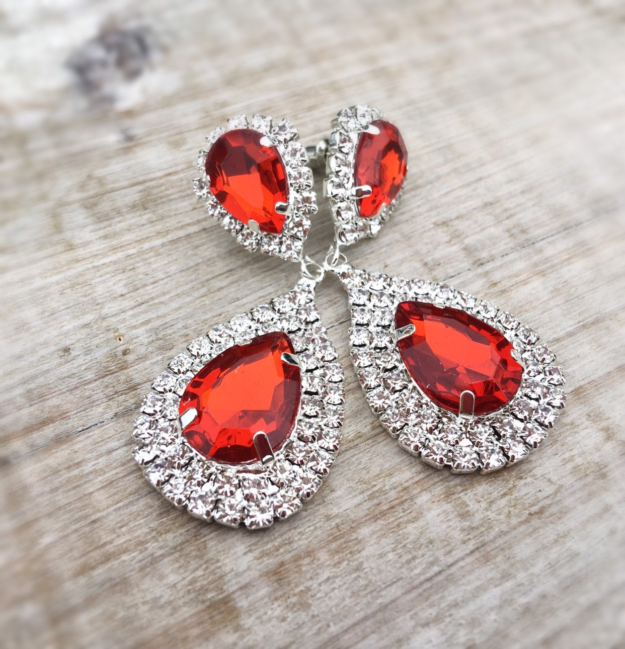 Ruby Red Bridal Earrings Bridal Jewelry Red Chandelier Drop | Etsy