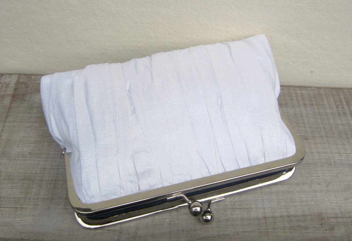 White Bridal Clutch White Clutch White Wedding Pleated | Etsy